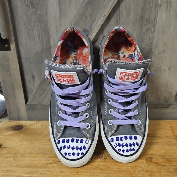 Converse | Shoes | Converse Gray And Purple Monster Face Sneakers ...